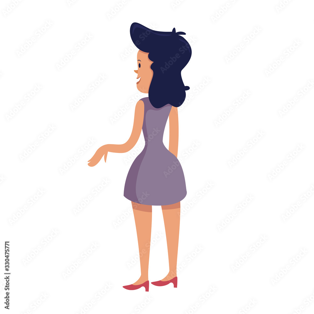 Beautiful woman gesturing back view flat cartoon vector illustration ...