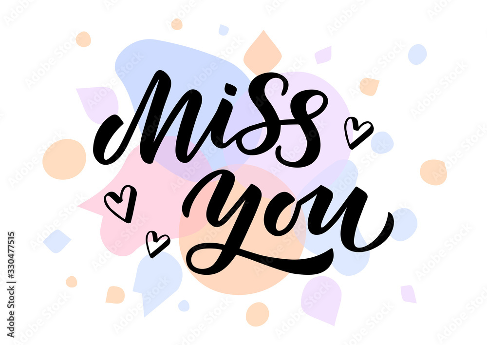 Miss you hand drawn lettering Stock Vector | Adobe Stock