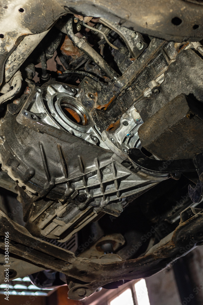 The cars gearbox is out of order and will be serviced Stock Photo ...