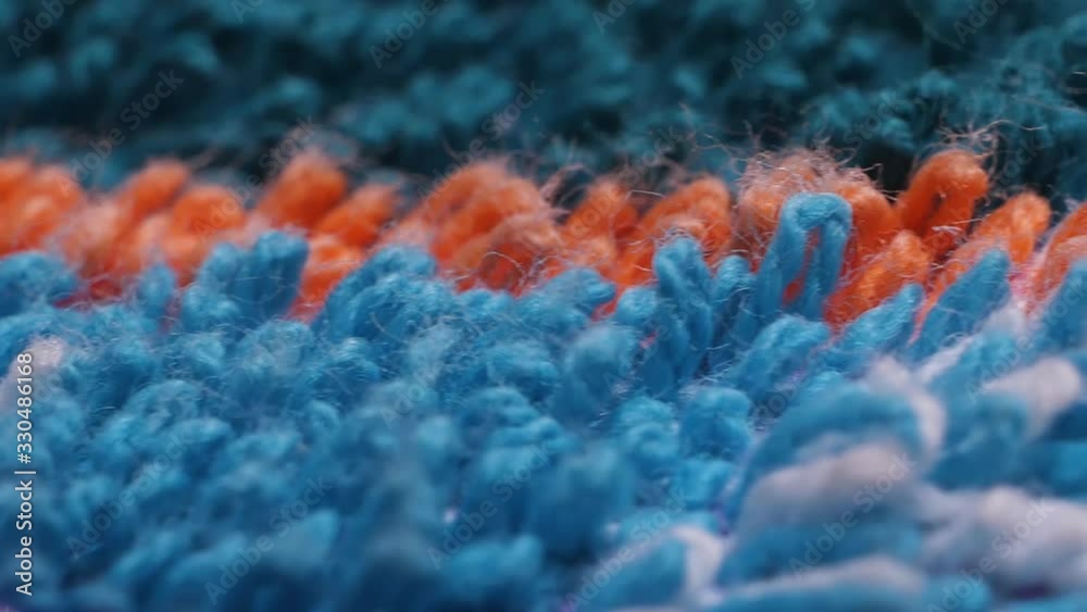 Microfiber texture with soft big pile. Side view texture of orange and ...
