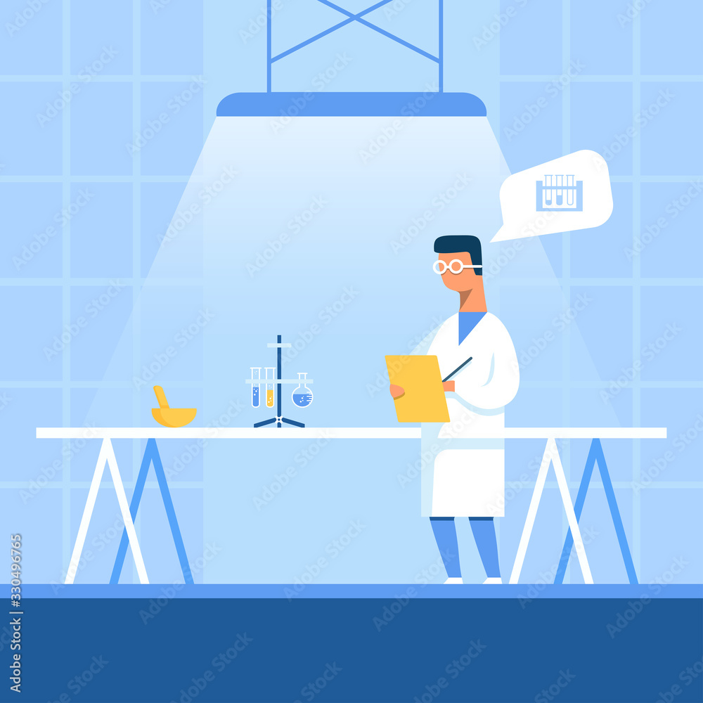 Scientist Noting Received Experimental Result. Man Researcher in ...