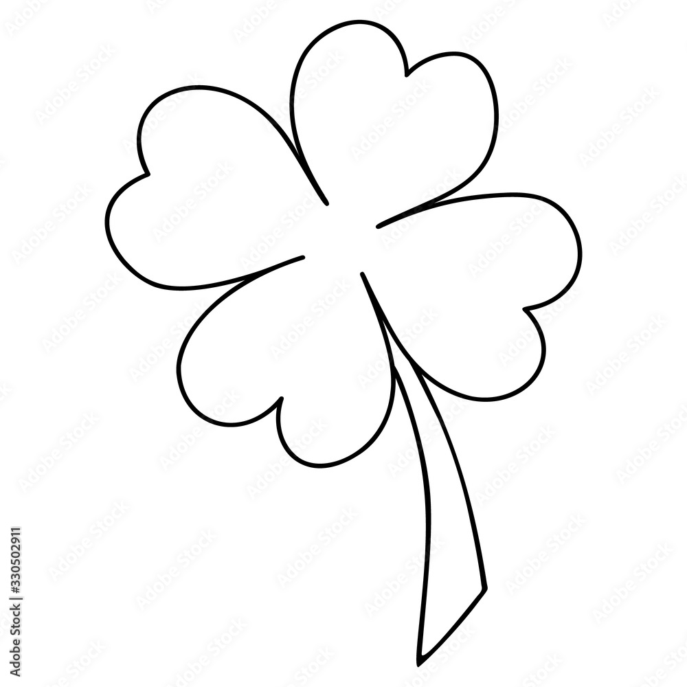 Clover. A leaf that brings good luck. Four-leafed. Sketch. Vector ...