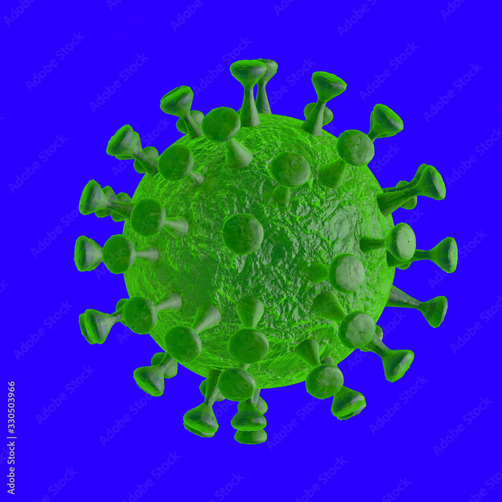 Corona Coronavirus Virus Cells Flue 2019-nCov influenza Concept Isolated Transparent 3D Green ...