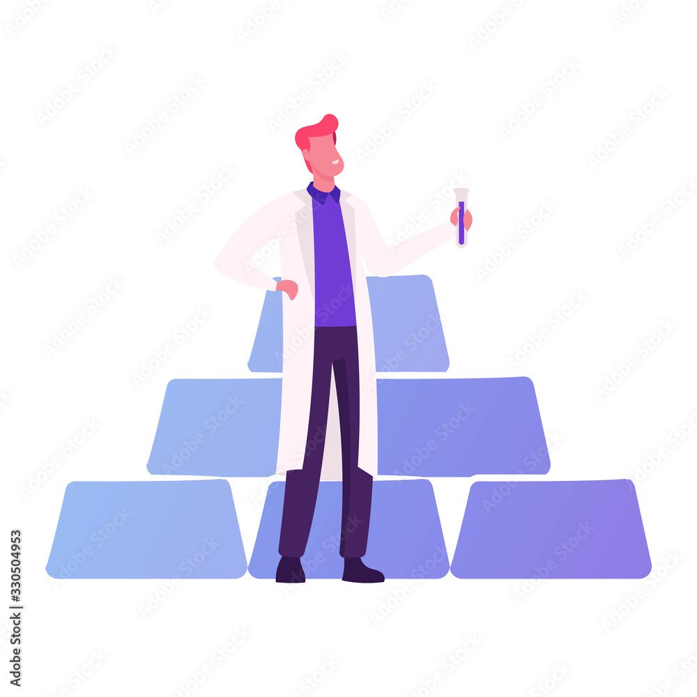 Palladium Mendeleev Table Chemical Element Concept. Tiny Male Scientist ...