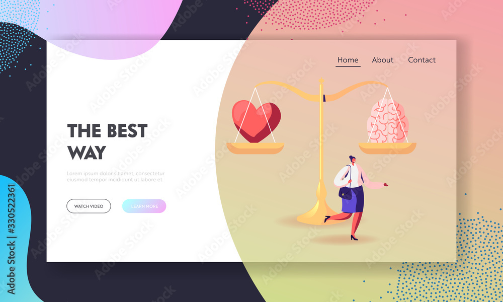 Female Character Making Life Decision Landing Page Template. Young ...