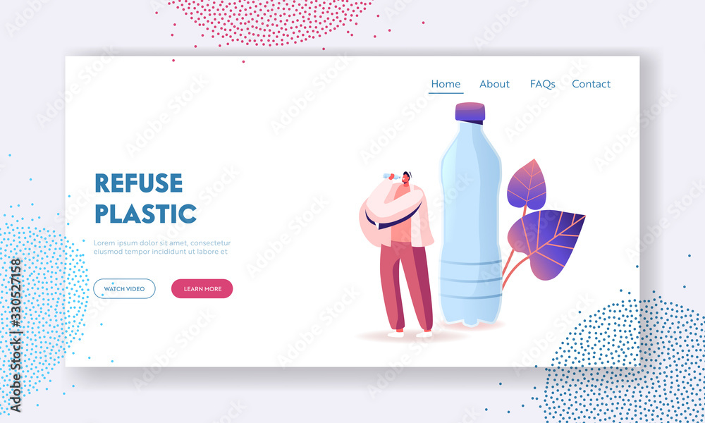 Micro Plastic Contamination Landing Page Template. Tiny Male Character ...