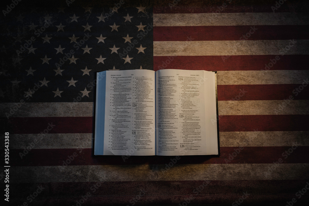 Holy Bible and vintage American Flag Stock Photo | Adobe Stock