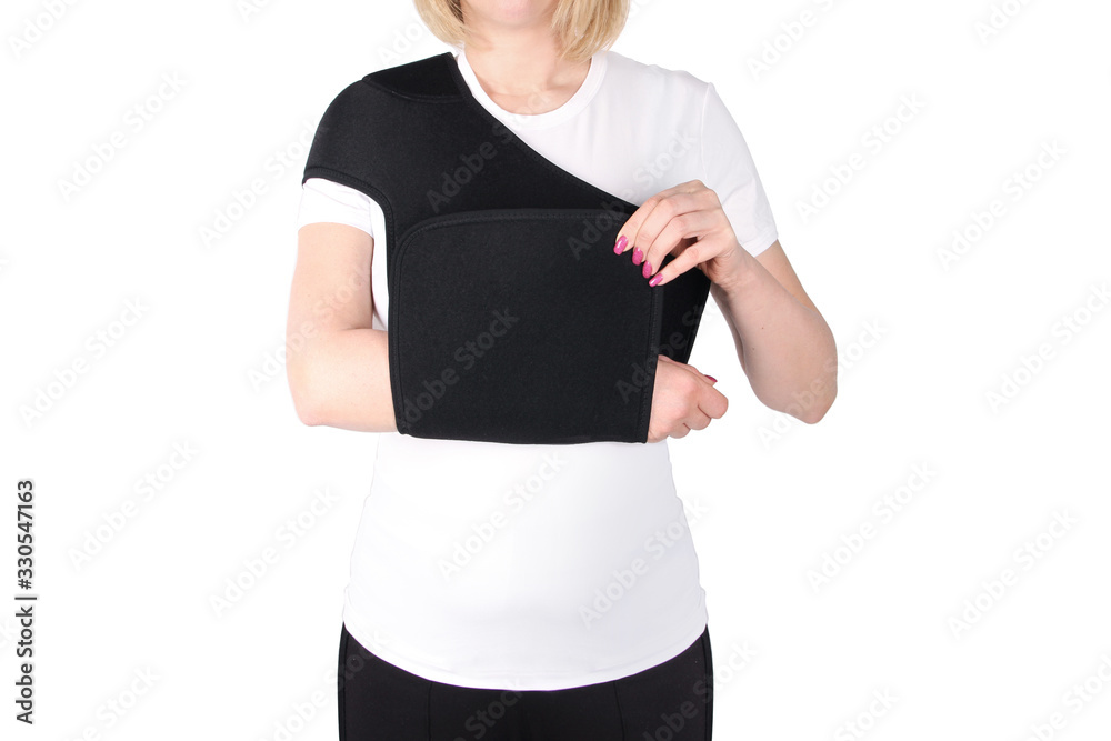 Shoulder Joint Brace. Bandage on the shoulder joint (scarf) with ...