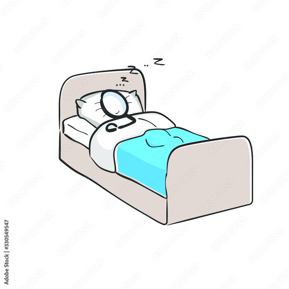 Sleeping in bed. Night sleep. Take a rest. Sleeping regime. Good night ...