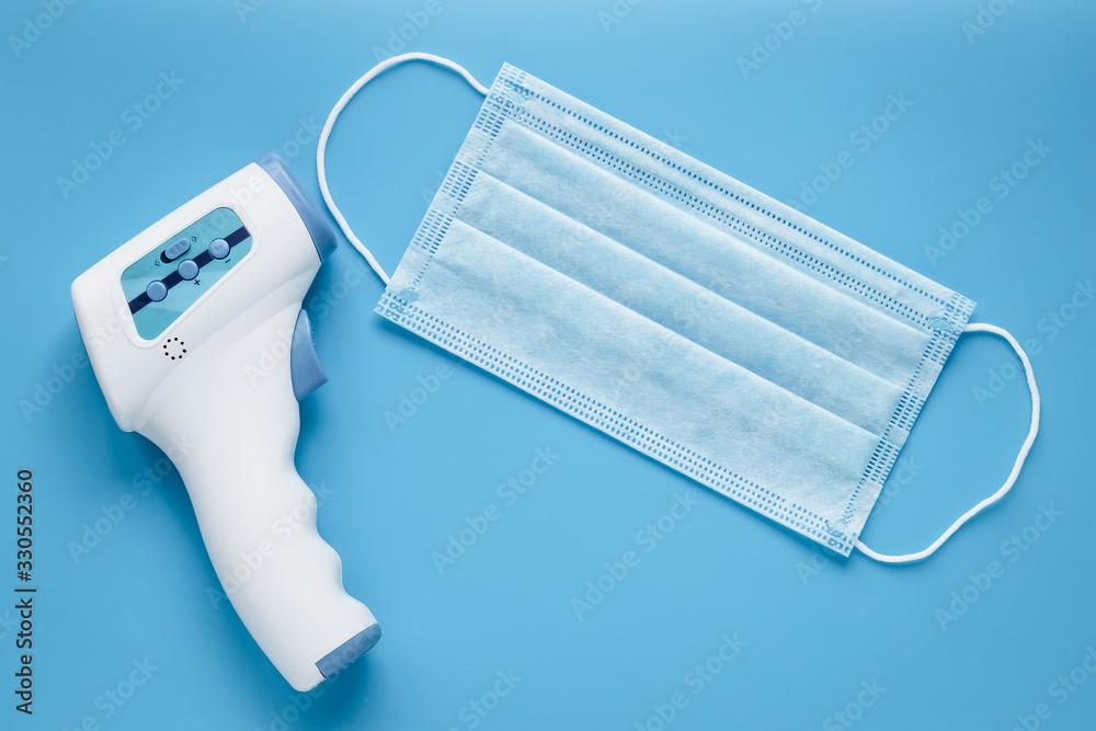 Medical mask and electronic non-contact thermometer for measuring ...