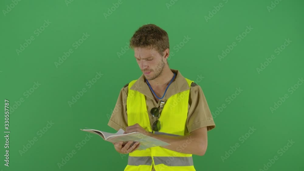 Intellectual Adult Man Police Officer Reading A Book On A Break Studio ...