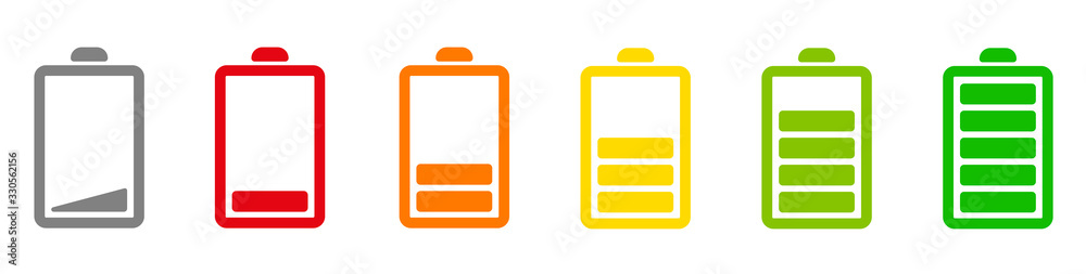 Battery icons set. Battery charging charge indicator icon. level ...