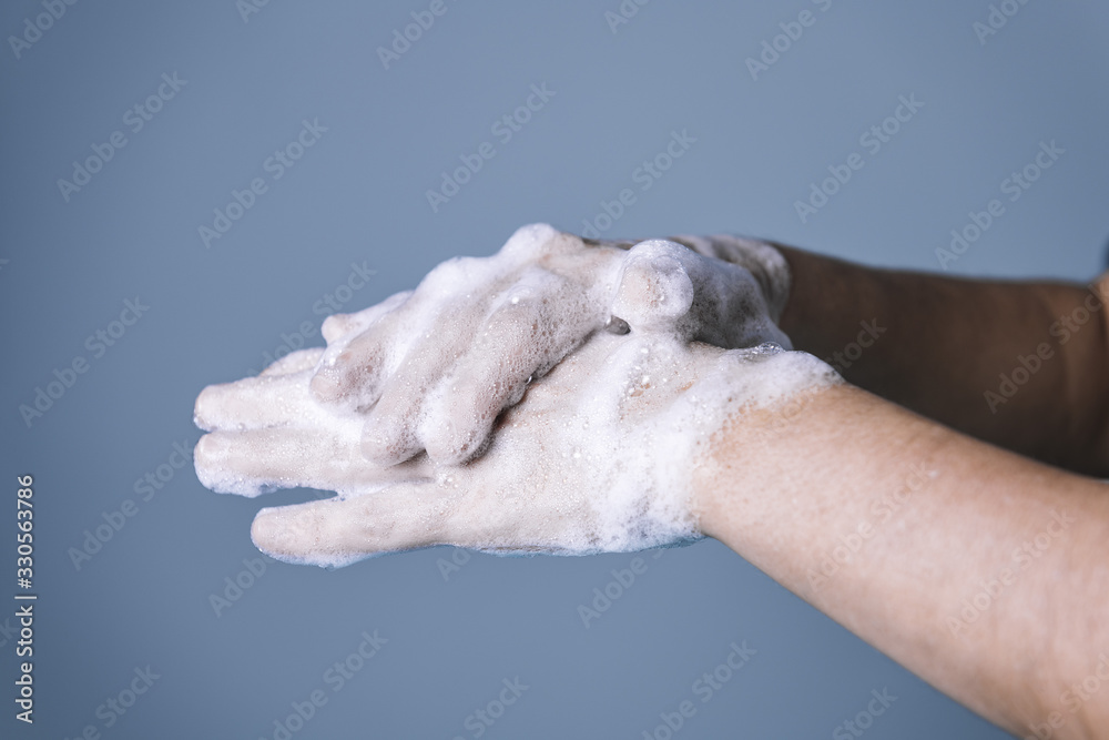 procedure for correct hand washing, step two Stock Photo | Adobe Stock