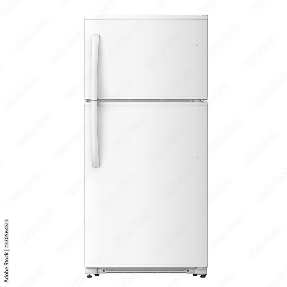 White Refrigerator Isolated on White Background. Modern Top Mount ...