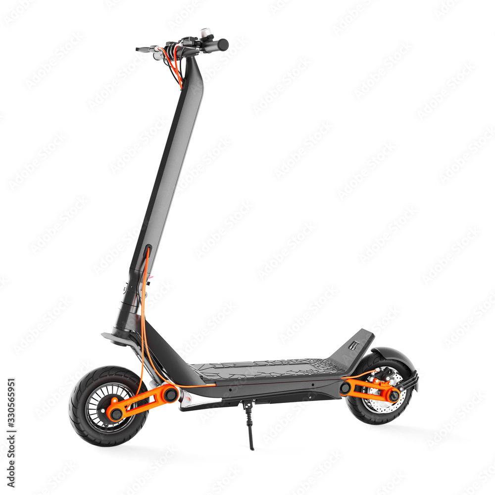 Electric Scooter Isolated on White. Modern Personal Transport. Black ...