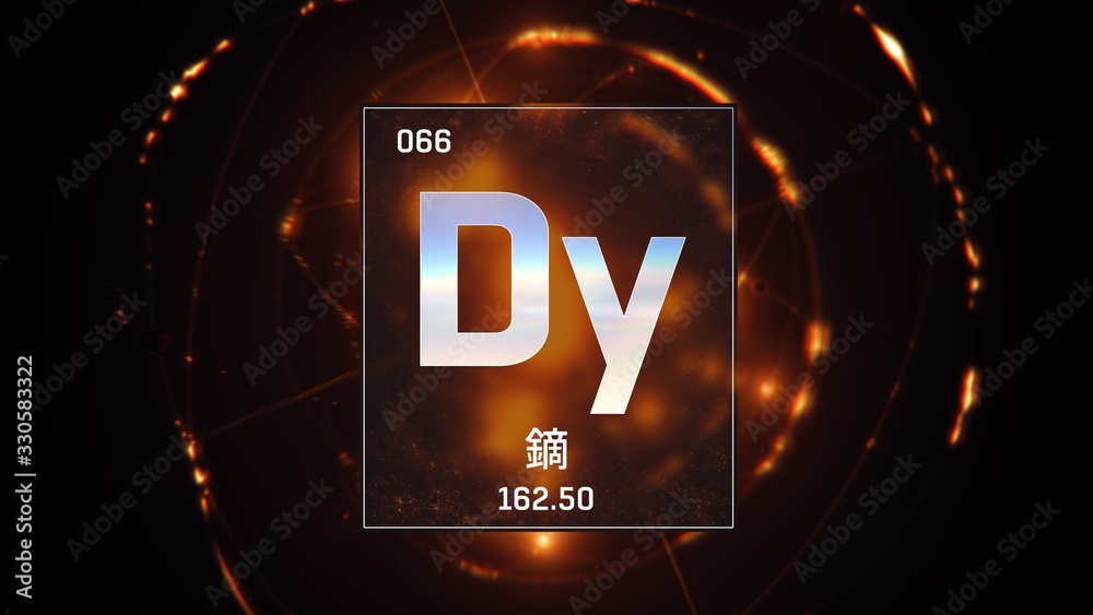 3D illustration of Dysprosium as Element 66 of the Periodic Table ...