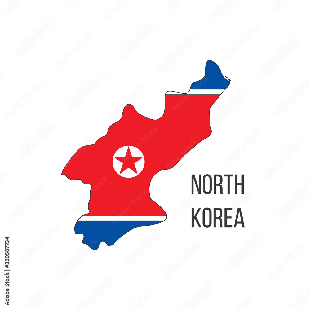North Korea flag map. The flag of the country in the form of borders ...