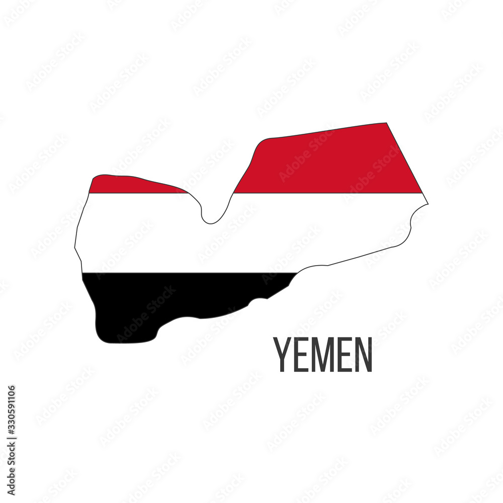 Yemen flag map. The flag of the country in the form of borders. Stock ...