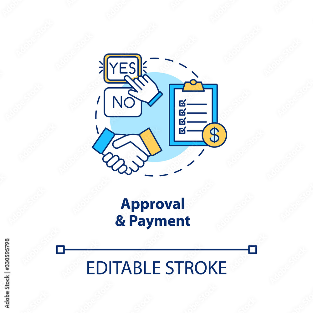 Approval and payment concept icon. Order finishing idea thin line ...