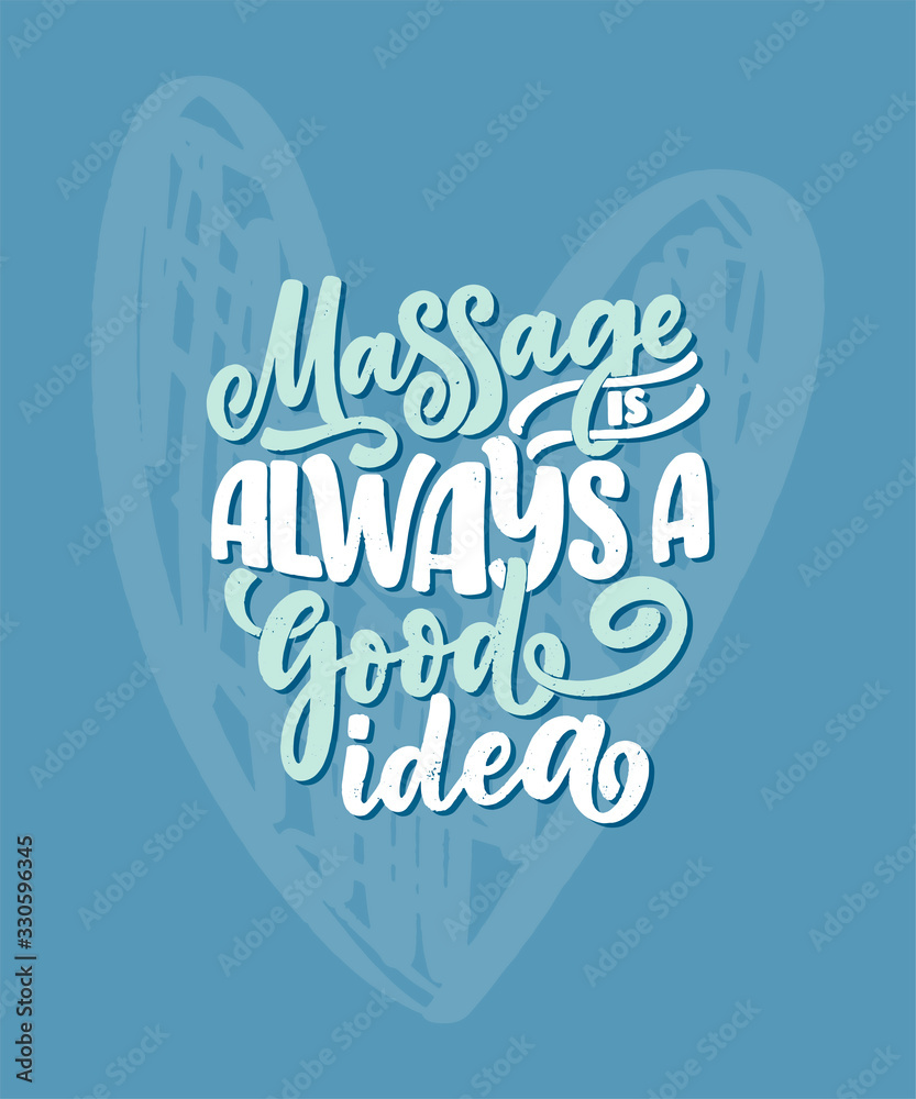 Fun slogan about massage. Lettering typography quote. Hand drawn ...