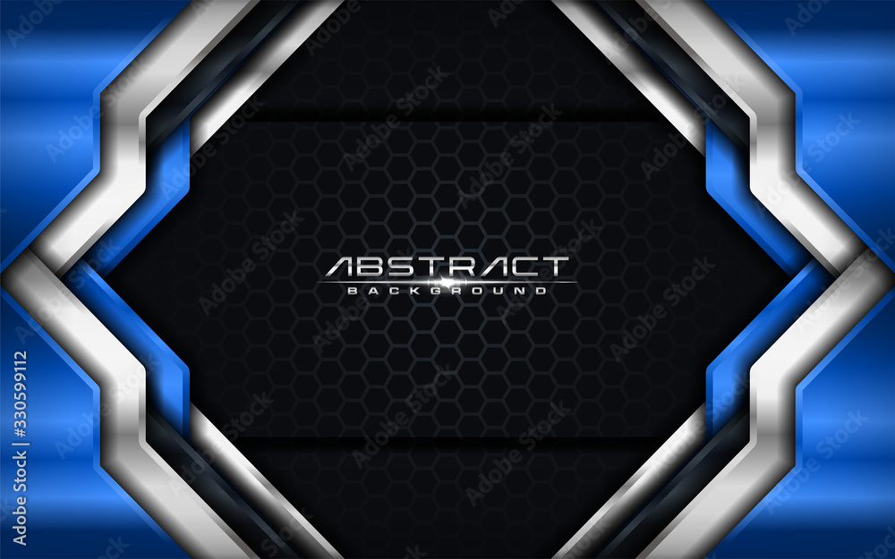 Modern futuristic background vector on layer blue with dark navy and ...
