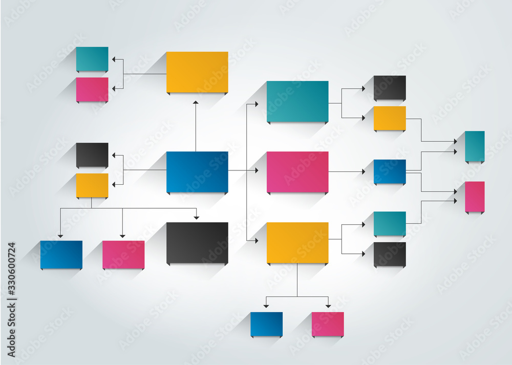 Infographics flowchart. Colored shadows scheme. Stock Vector | Adobe Stock