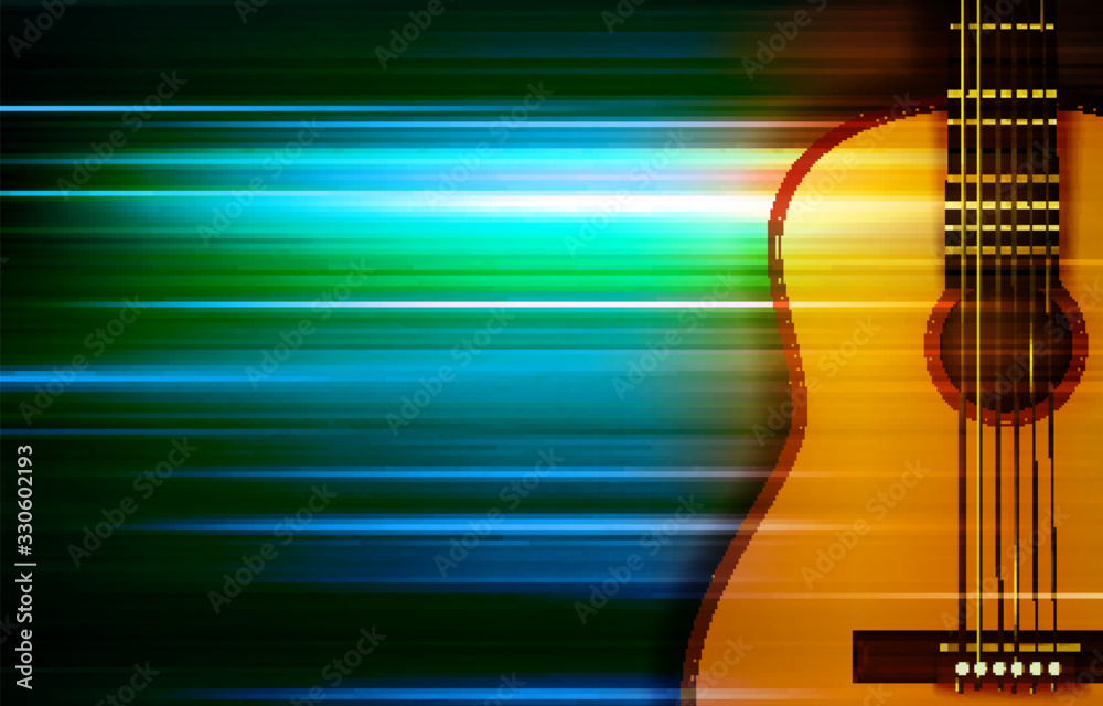 abstract green blur music background with acoustic guitar Stock Vector ...