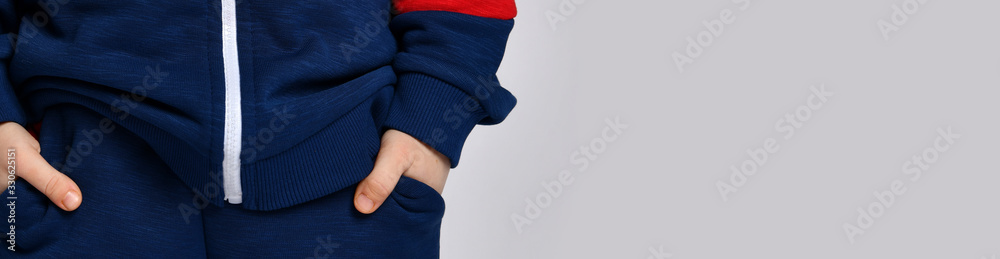 Closeup image on close details of tracksuit clothing fabric texture on ...