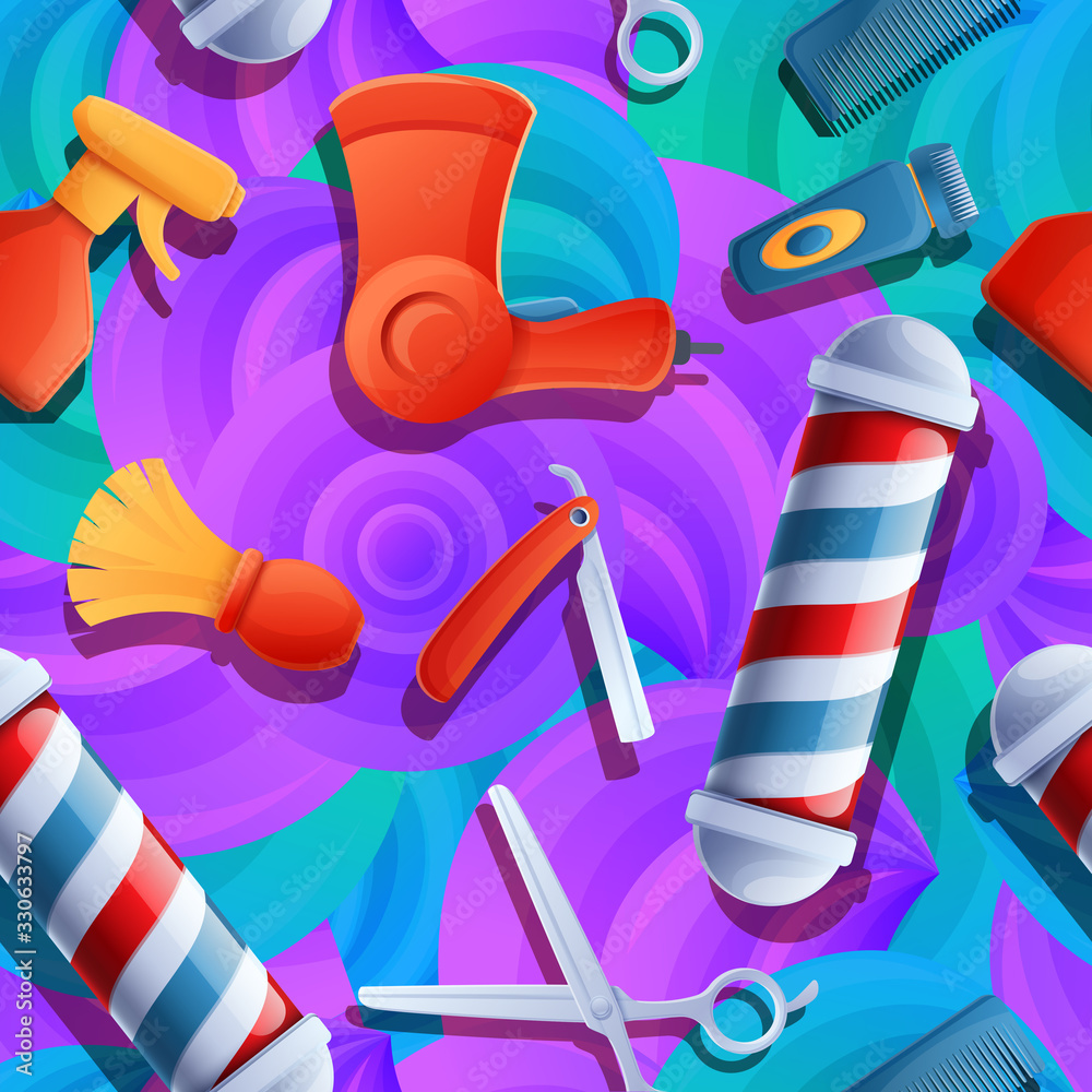 Cartoon background with barber tools, vector illustration Stock Vector ...