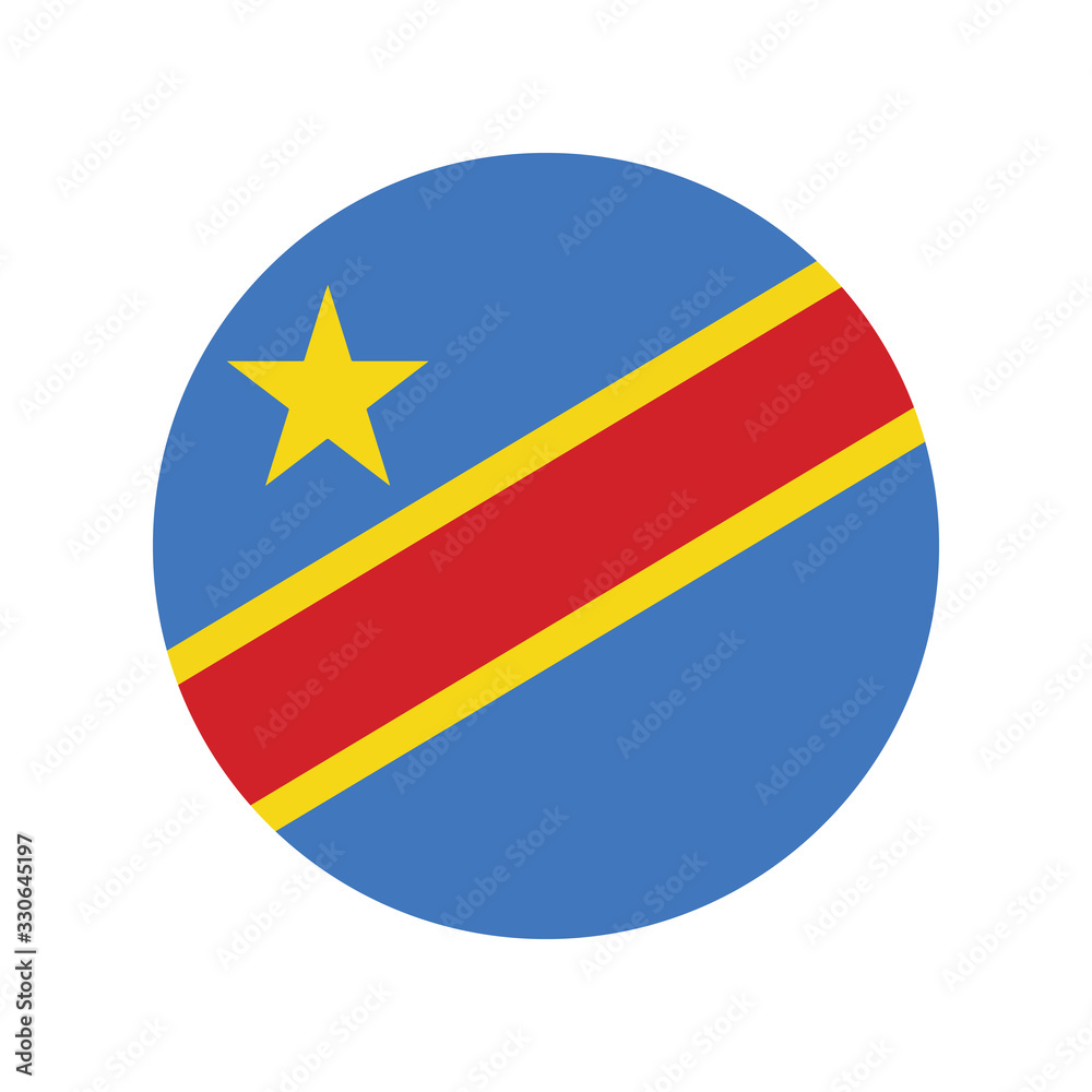 Democratic Republic Congo flag in round button of icon. flag logo of ...