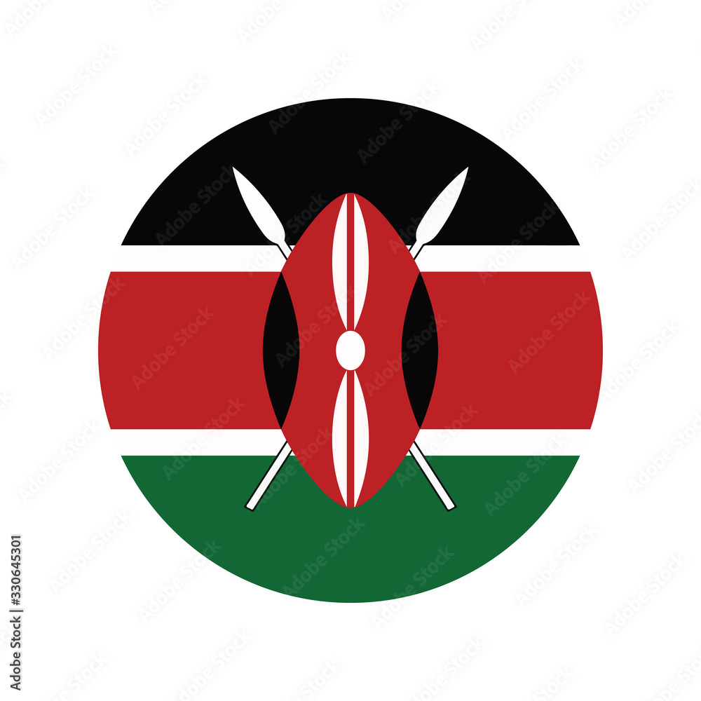 Vecteur Stock Kenya flag in glossy round button of icon. flag logo of ...