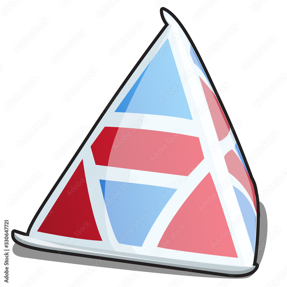 A single triangle carton package of milk with texture blue and red ...
