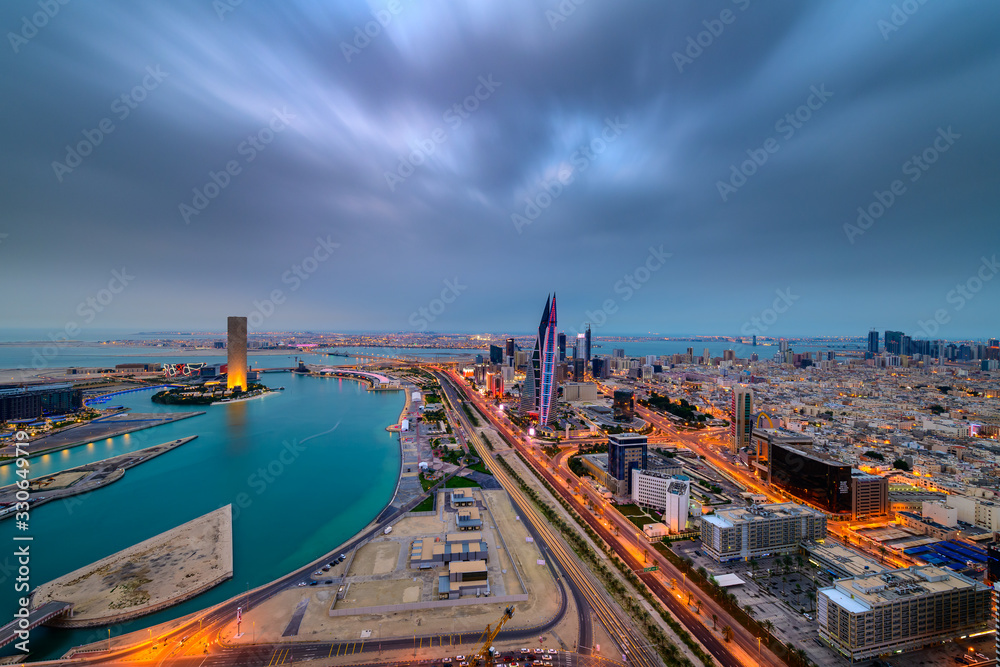 Aerial view of Manama city and newly constructed areas in Manama ...