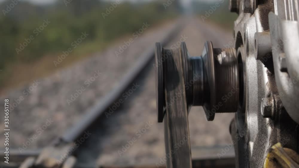 Old Pulley Is Connected To The Rotating Pump Belt To Move The Bamboo ...