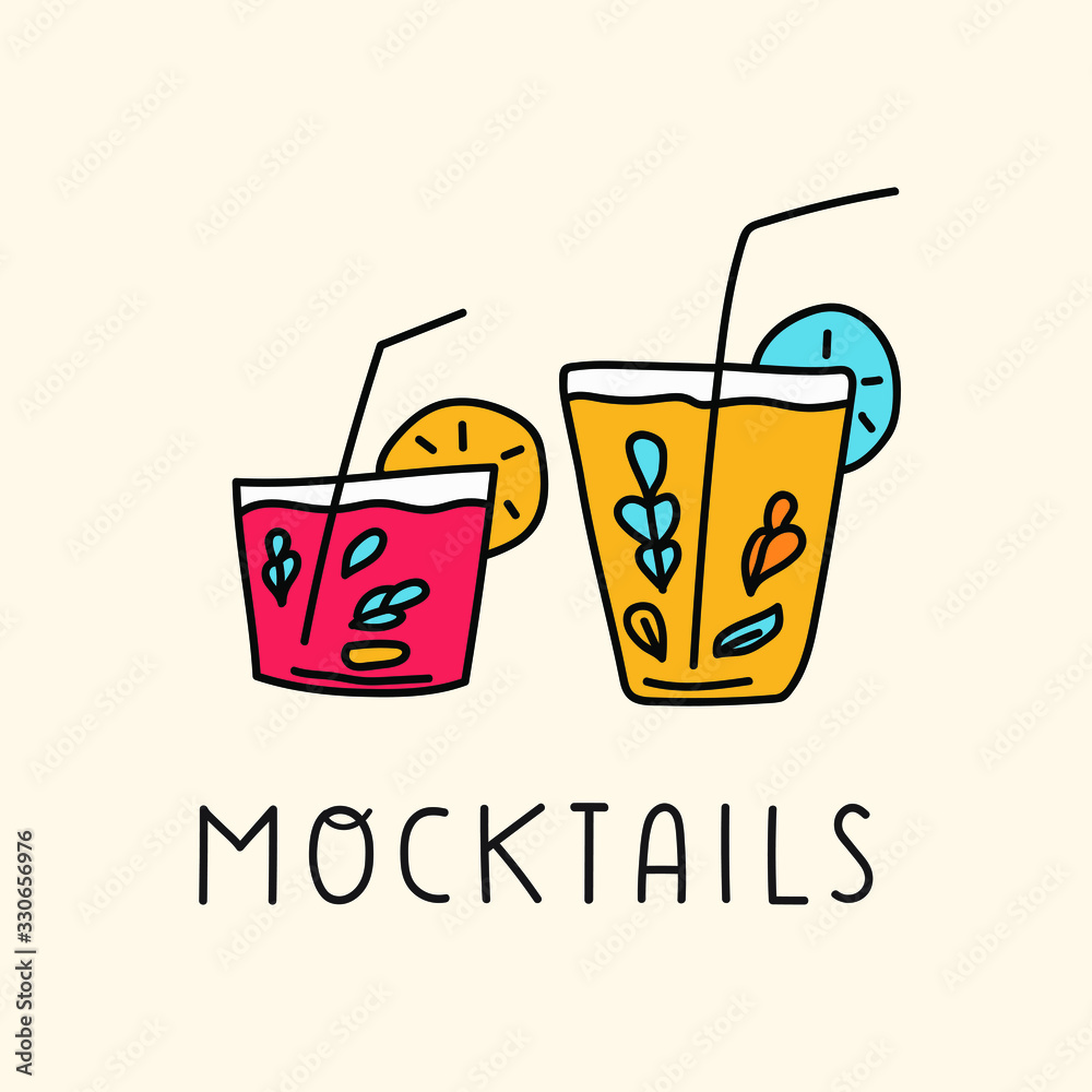 Mocktails. Vector hand drawn illustration on white background. Stock ...