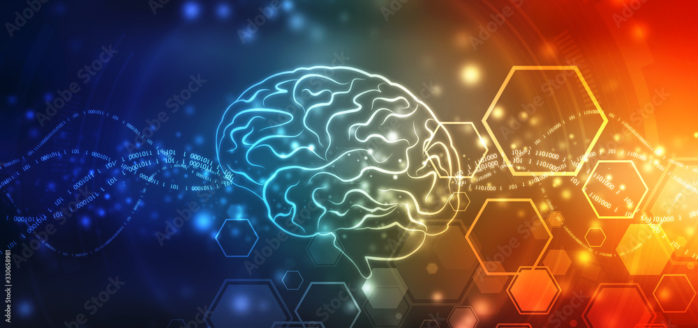 Human brain 2d illustration, Digital illustration of Human brain ...