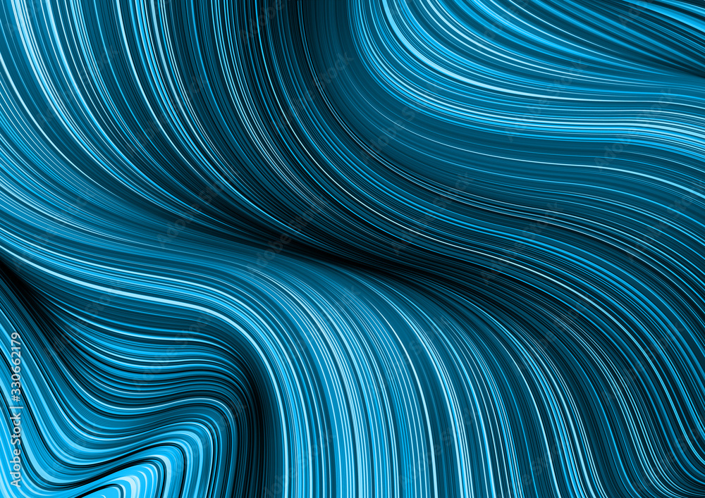 Fashion blue poster thin lines locks luxury design. Liquid wave shiny ...