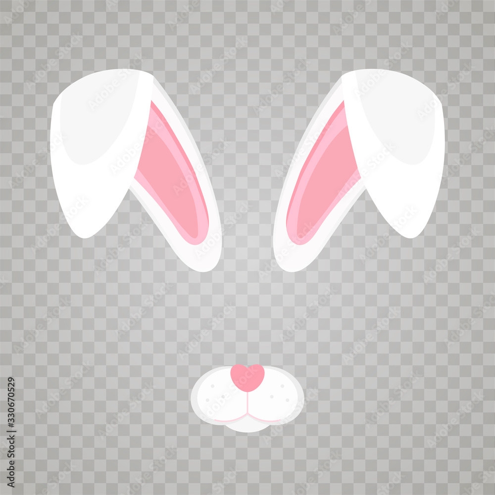 Easter bunny white ears isolated on transparent background. Cartoon ...