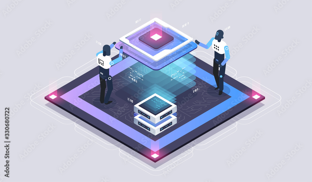 Futuristic microchip processor. Digital chip.Modern cpu. Modern ...