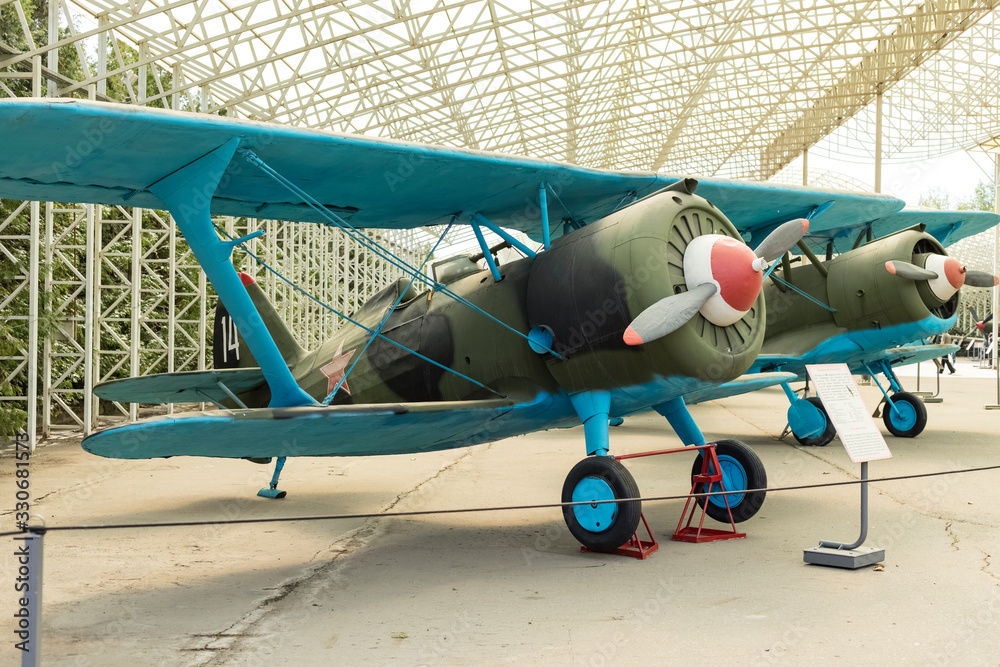 Fighter I-15bis USSR in the Museum of military equipment on Poklonnaya ...