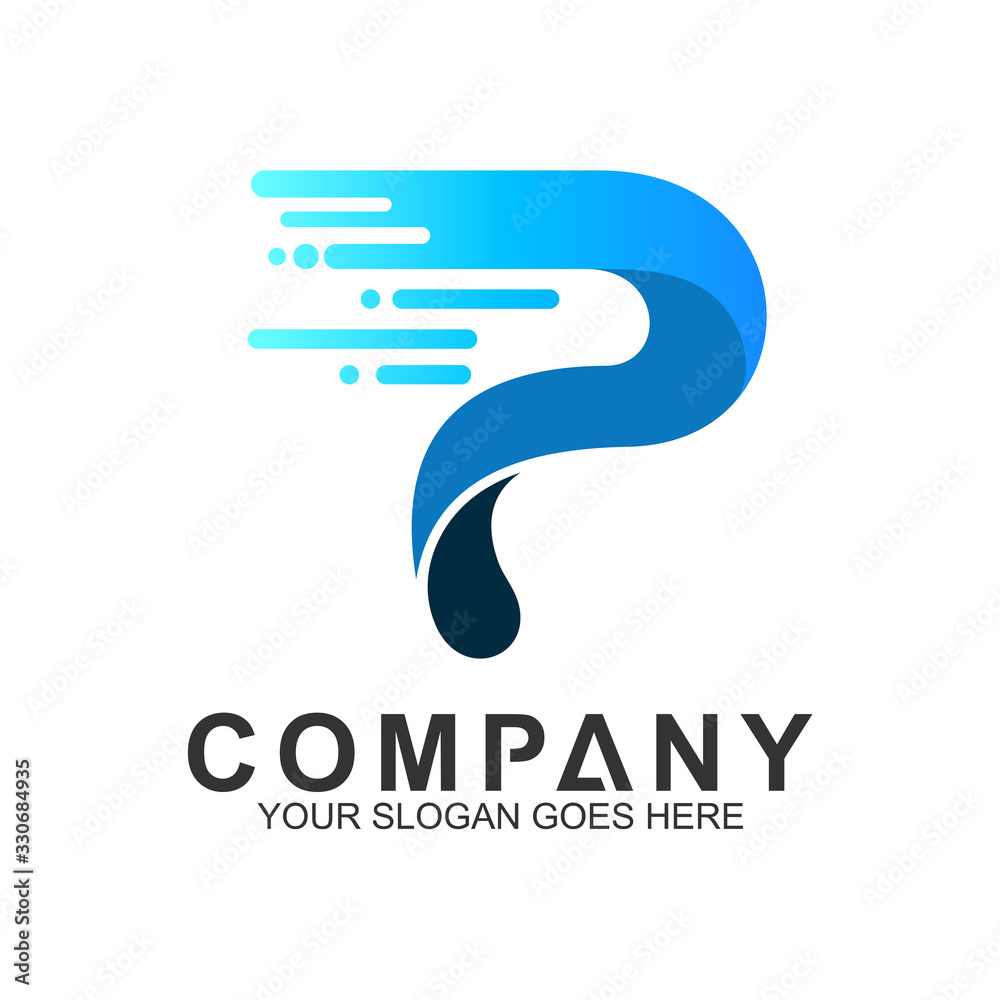 fast letter P logo in blue color Stock Vector | Adobe Stock