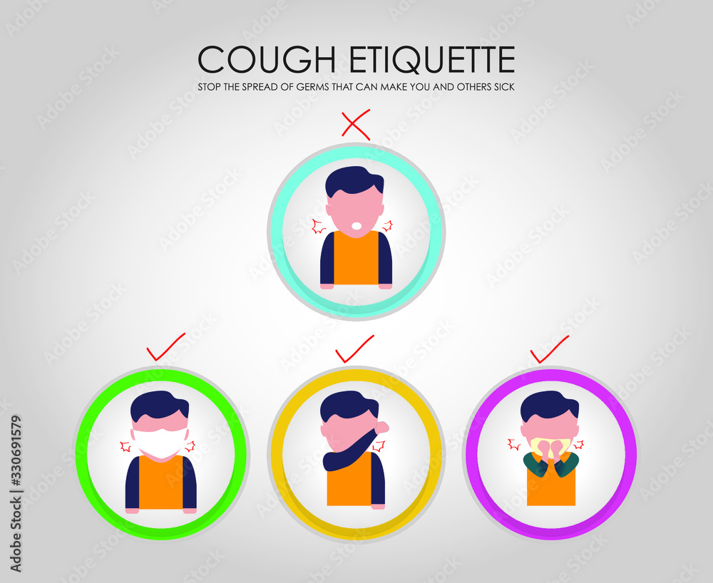 Vector Illustration Of Cough Etiquette Stock Vector Adobe Stock