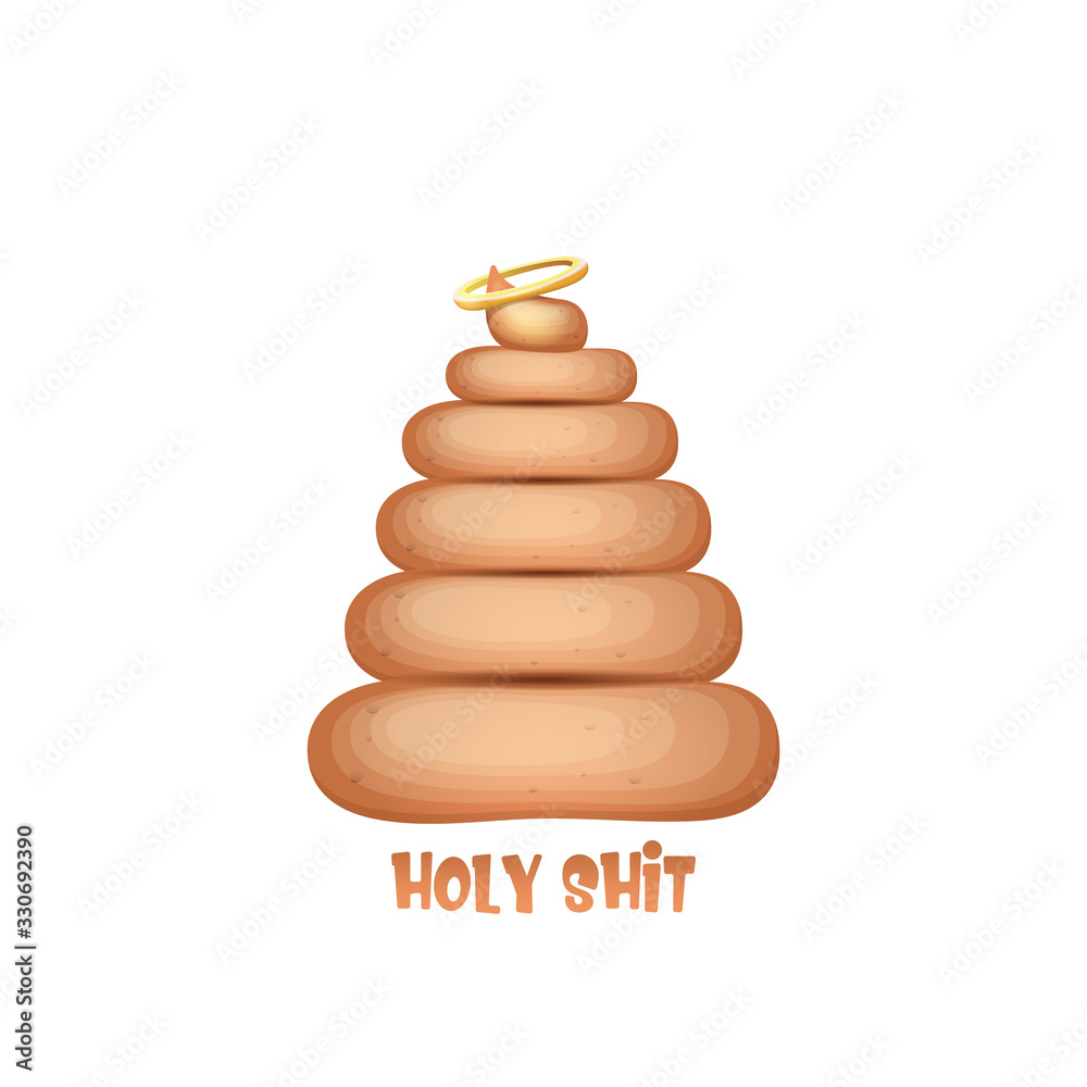 Holy shit cartoon funky illustration with poop and holy ring isolated ...