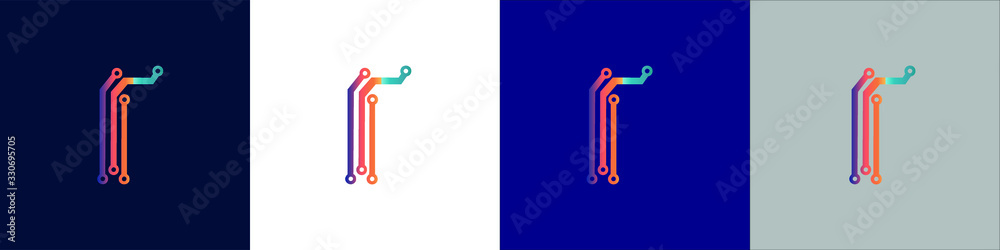 Letter R tech logo icon design. Vector template graphic elements ...