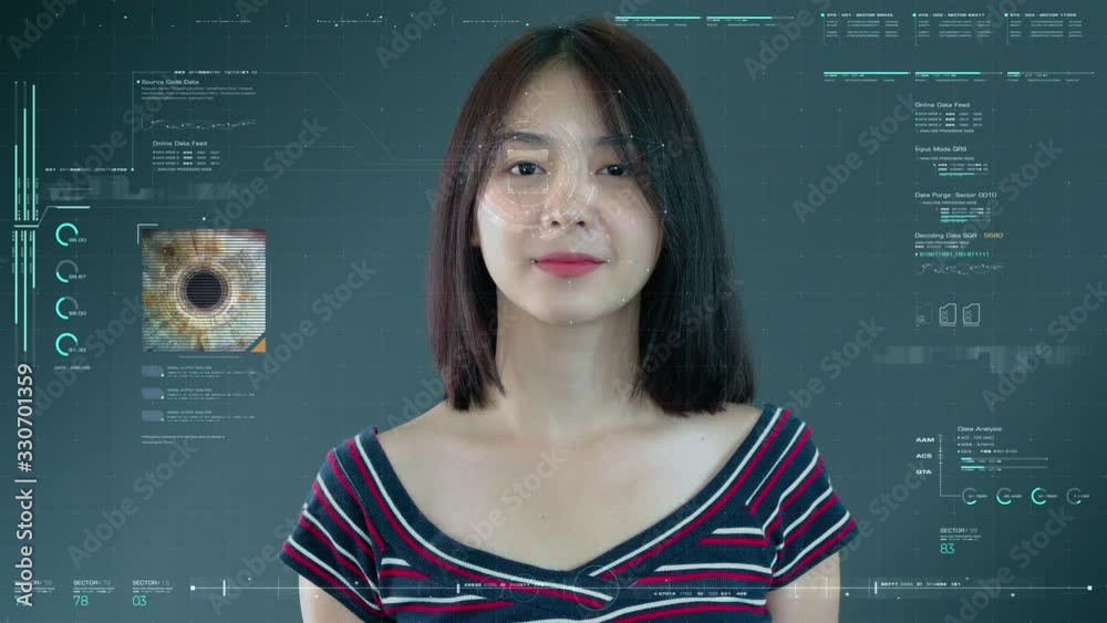 Futuristic biometric retina recognition algorithm technology scanning a ...