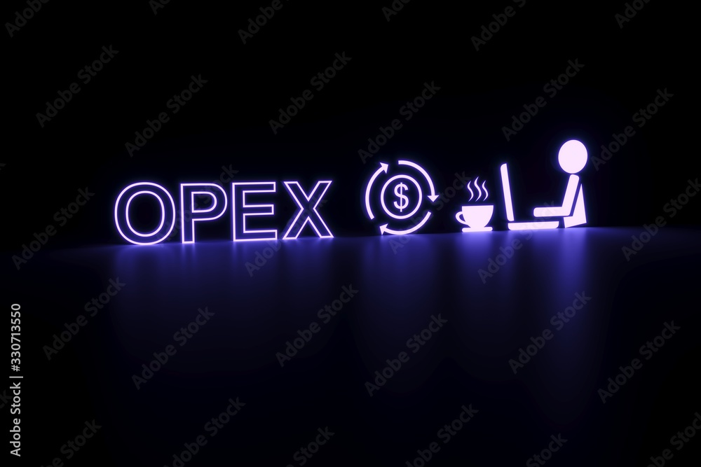 OPEX neon concept self illumination background 3D illustration Stock ...