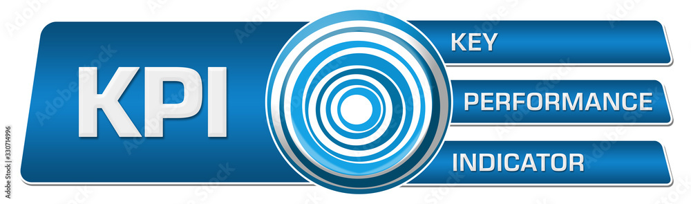 KPI - Key Performance Indicator Blue Circular Boxes Horizontal Stock ...