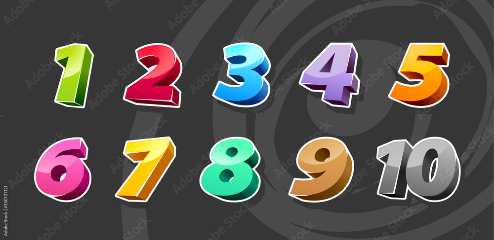 Cartoon Vector Numbers Stock Vector | Adobe Stock