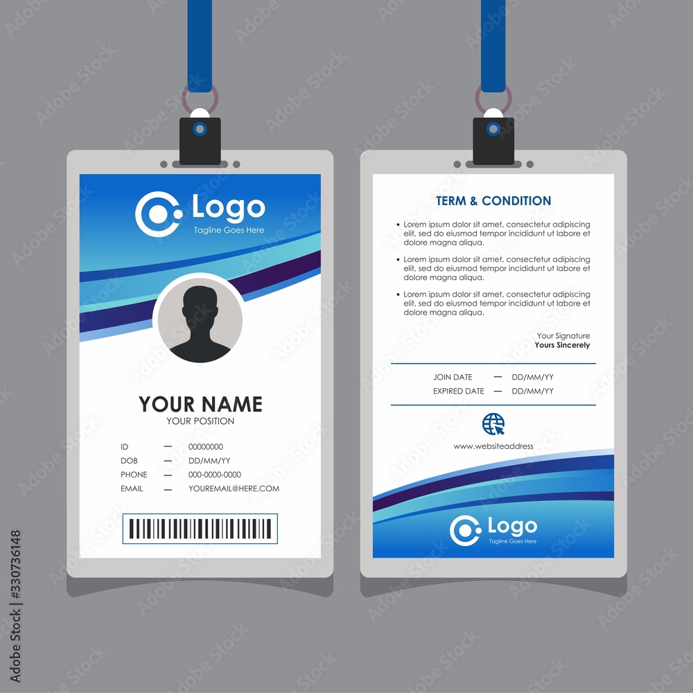 Simple Abstract Blue Line Id Card Design, Professional Identity Card ...