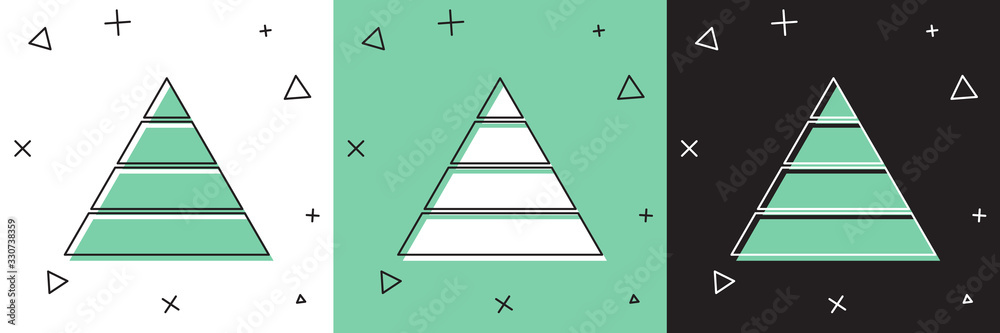 Set Business pyramid chart infographics icon isolated on white and ...